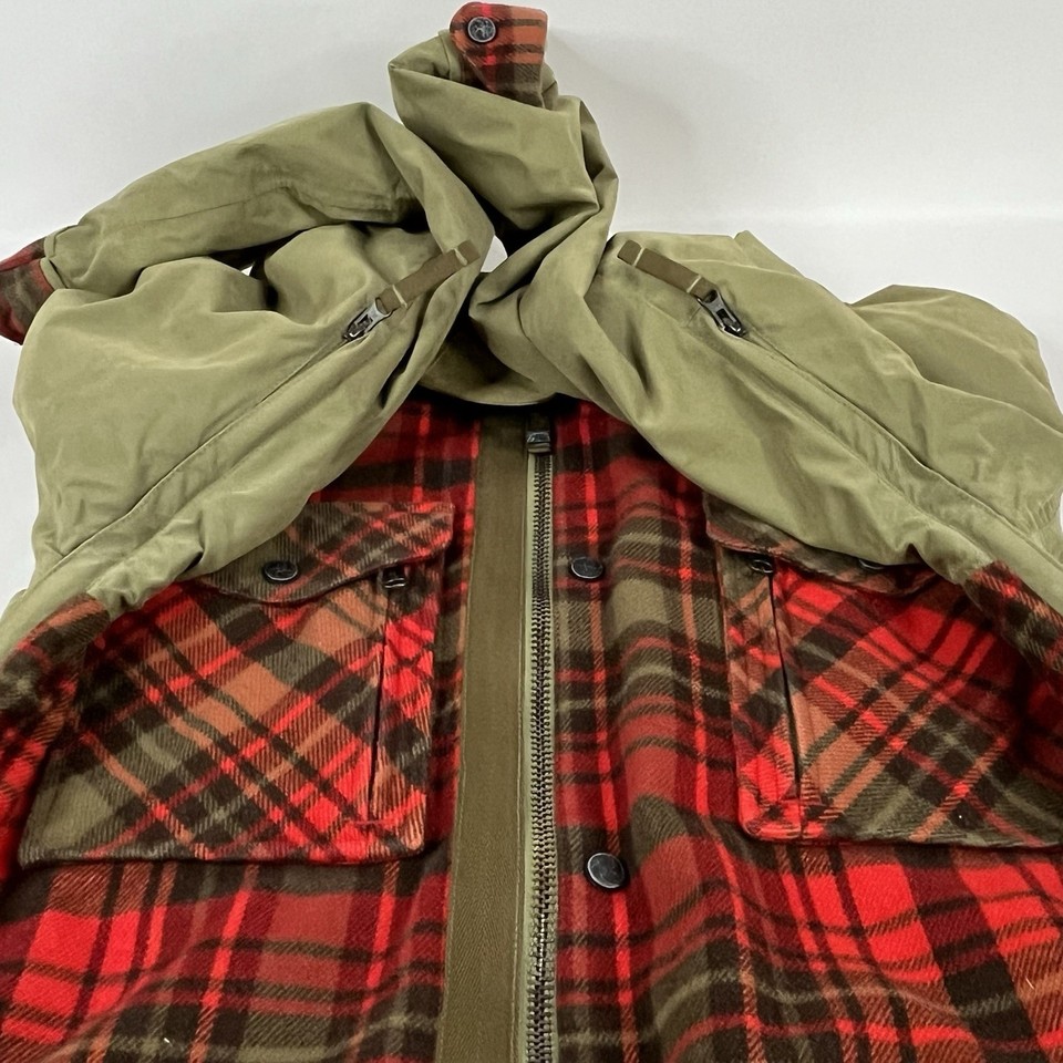 Burton Ronin Dryride Hooded Snowboard Jacket Plaid Flannel Green Red ...
