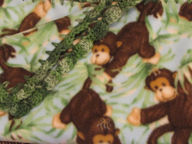 Handmade Baby Boys Green Fleece Jungle Animal Monkeys Blanket 30" x 38 ...