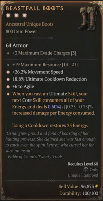 Beastfall Boots 3GA Diablo 4 ETERNAL REALM NON-SEASON SC D4 PS5 Xbox ...