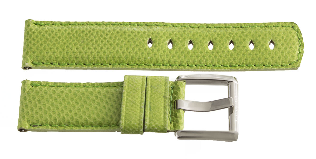 LOCMAN Women's 21mm x 20mm Green Leather Silver Buckle Watch Band Strap ...