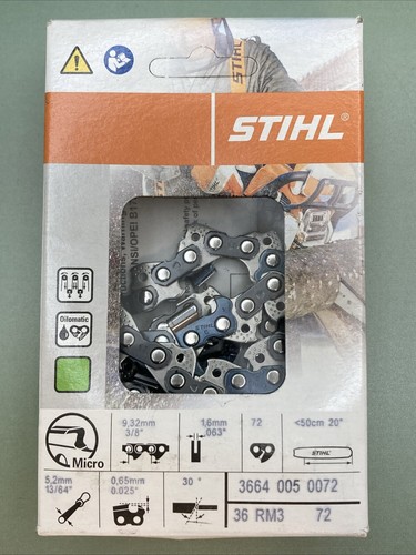 NEW STIHL 3664 005 0072 OILMATIC CHAINSAW CHAIN 20" 36 RM3 72 LINK 3/8 ...
