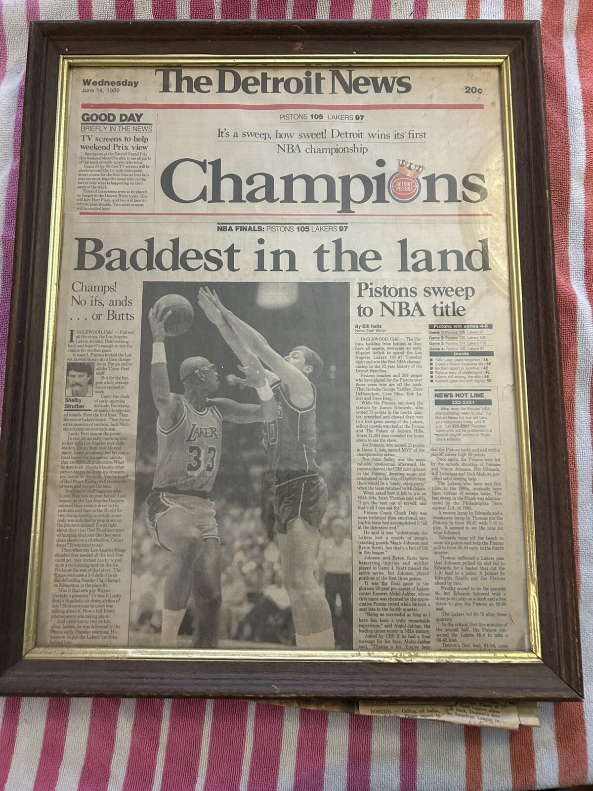 Detroit News Pistons first NBA Championship headlines, June 14, 1989 ...