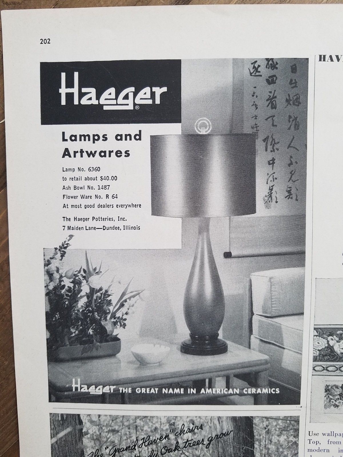 1956 Haeger pottery vintage table lamp great name American Ceramics ...
