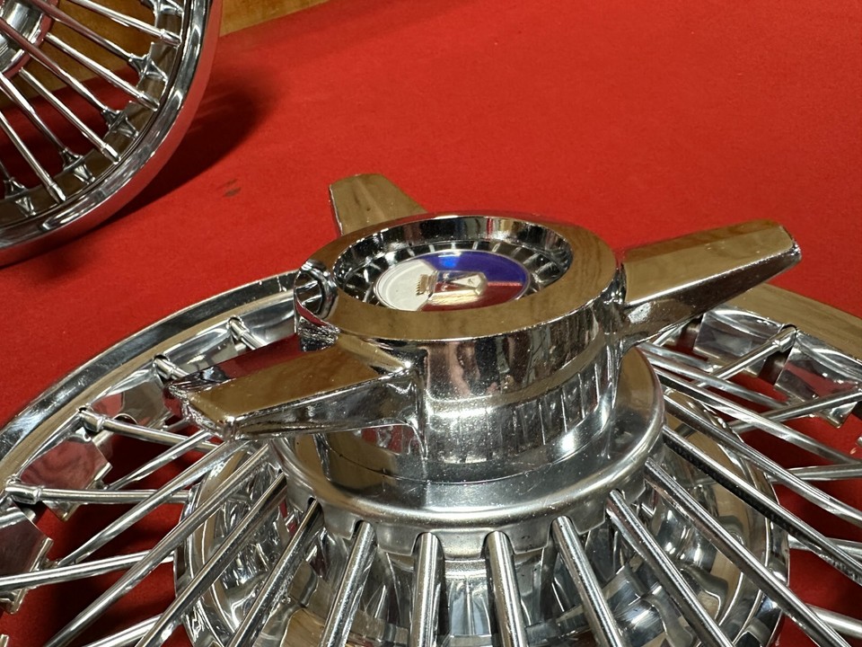 NOS 1964 Ford Galaxie Wire Spoke Spinner Hubcaps C4AZ-1130-A FoMoCo 64 ...