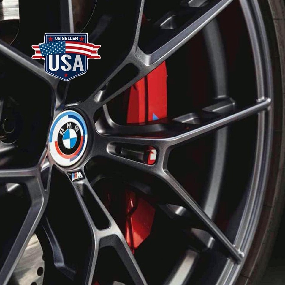 4x 56mm Wheel Center Hub Cap Logo Badge Emblem BMW Anniversary 50 Year ...
