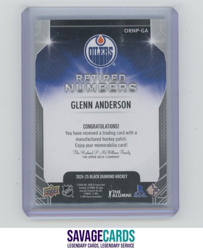 2024-25 Black Diamond Oilers Retired Numbers Patches Glenn Anderson /99 ...