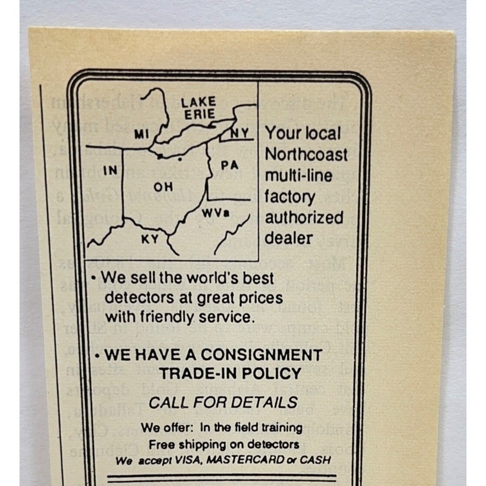 Snoopie Enterprises Vtg Mini Print Ad 80s Gold Metal Detecting ...