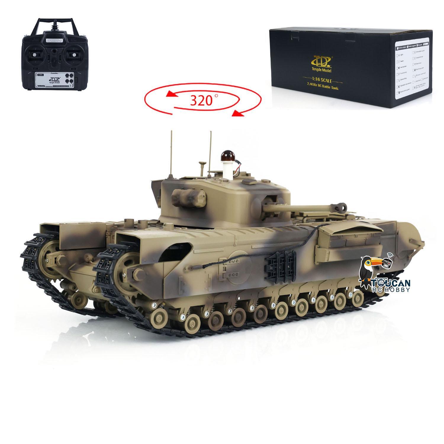 1/16 Tongde RTR RC Tank Churchill Mk.VII Metal Track IR Battle Tank ...