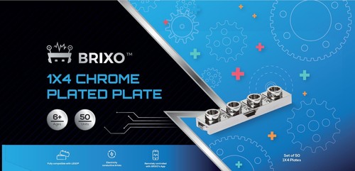 Brixo 1x4 Chrome Plates Pack-Set of 50 pcs 1x4 Electricity conducting ...