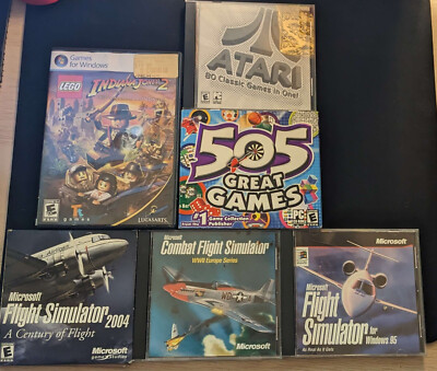 Retro Microsoft Flight Simulator CD Rom Bundle +Atari Games +Lego ...