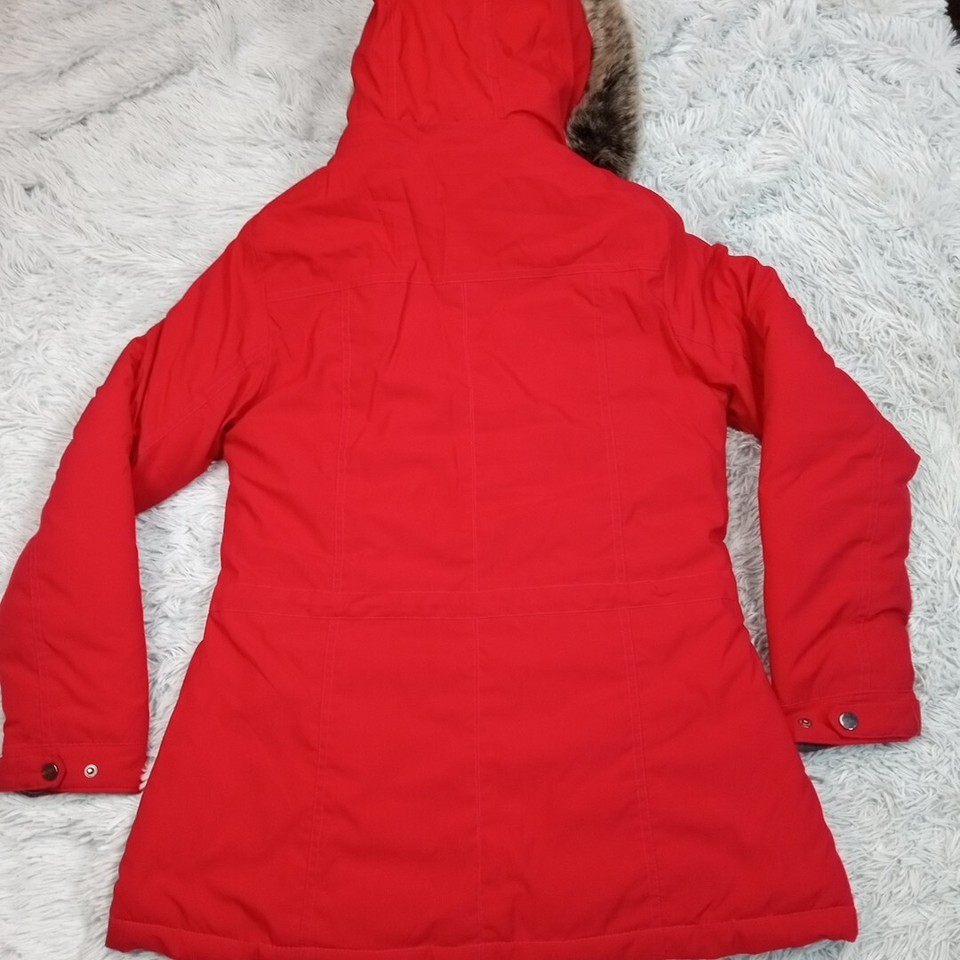 Greenlander Jacket Womens M Red Parka Removable Hood Faux Fur Trim ...