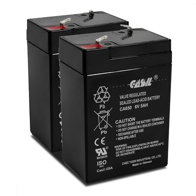 2 Pack Casil 6v 5ah 4.5ah 4ah DJW6-4.5 HC102 6600004 8600004 Battery ...