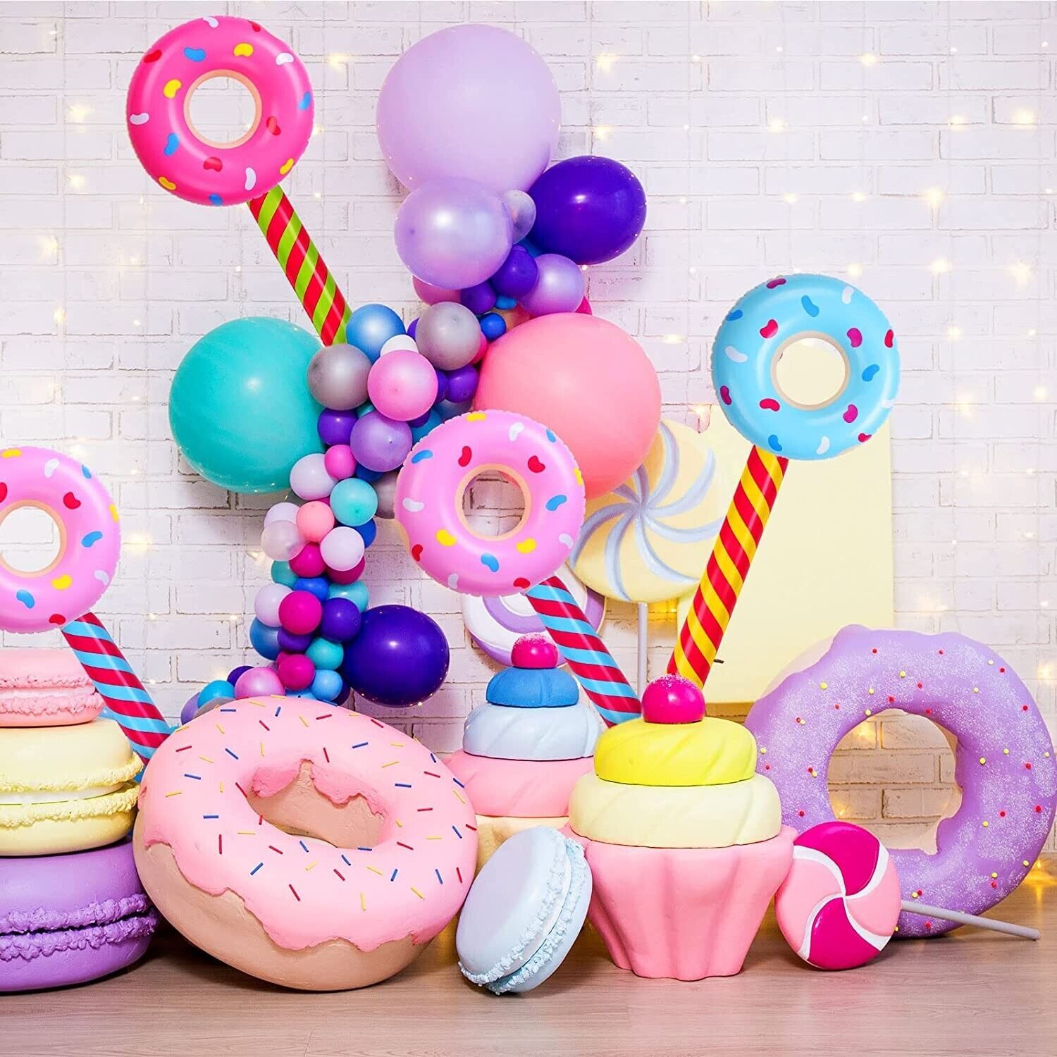 4 JUMBO ~ Inflatable Donut Lollipop Wonka CANDYLAND Inflate Pool Float ...