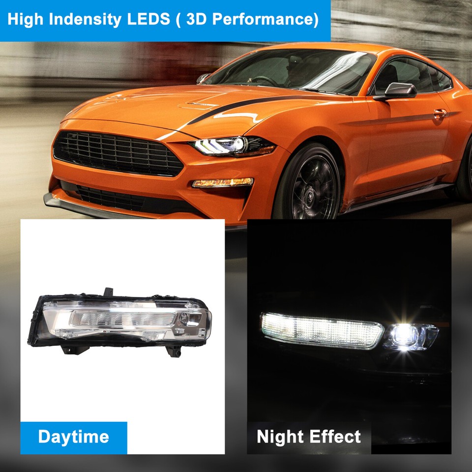 For 2018 2019 2020 2021 2022 Ford Mustang LED Fog Lights DRL w ...