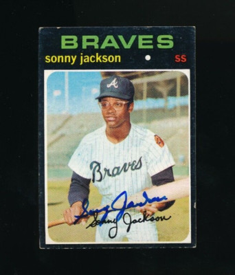 1971 Topps Sonny Jackson #587 signed auto autograph crisp blue sharpie ...