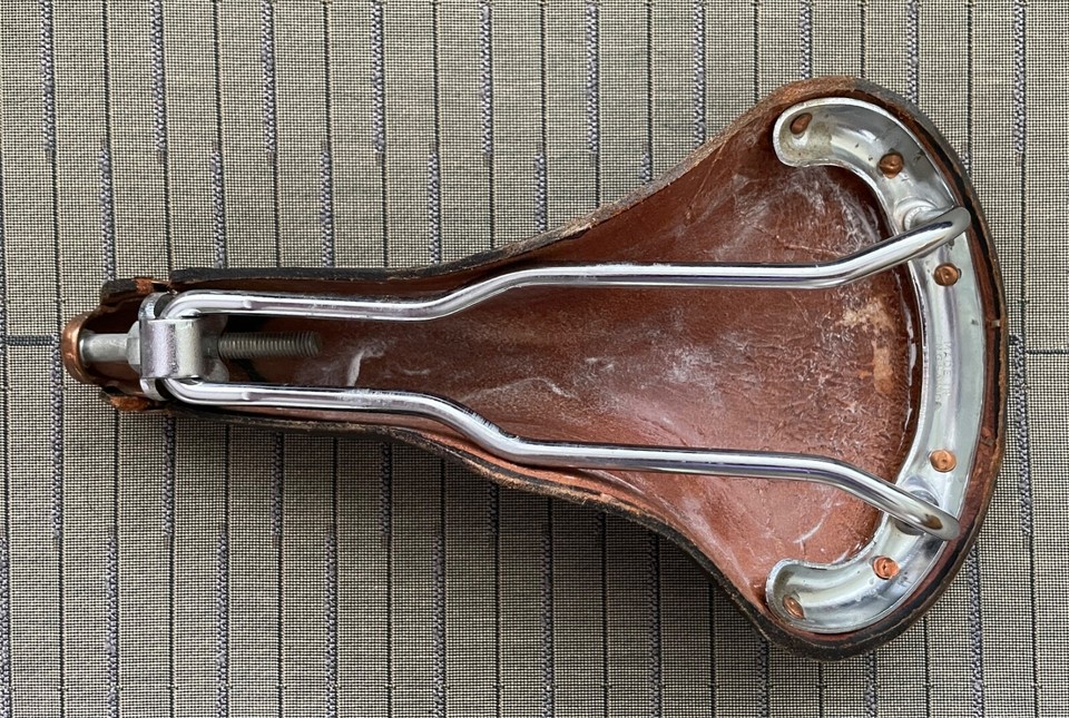 VTG Brooks Professional Leather Bicycle Saddle Copper Rivets England ...