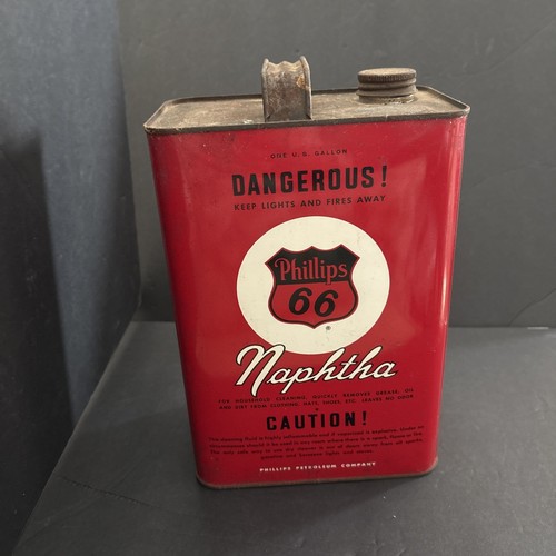 Vintage 1950's Phillips 66 Naptha cleaning fluid empty metal one gallon ...