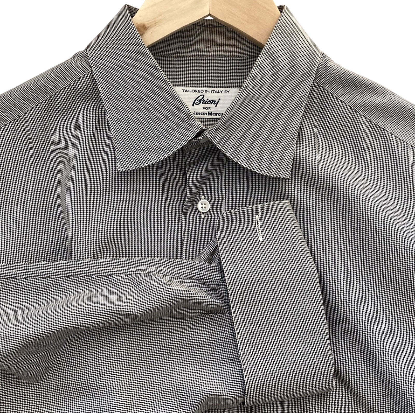 BRIONI Micro Check French Cuff Button Up Shirt Mens 16 1/2 Italy Neiman ...