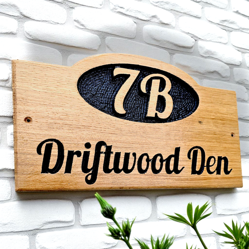 Personalised Oak House Name Sign Custom Carved Outdoor Wooden Address ...