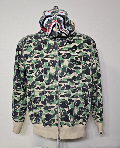 A Bathing Ape BAPE Hoodie Men's M Cammo Shark Zippered Mens Adult Male ...