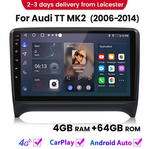 For Audi TT MK2 2006-2014 Carplay Android 14 Car Radio Stereo GPS Sat ...