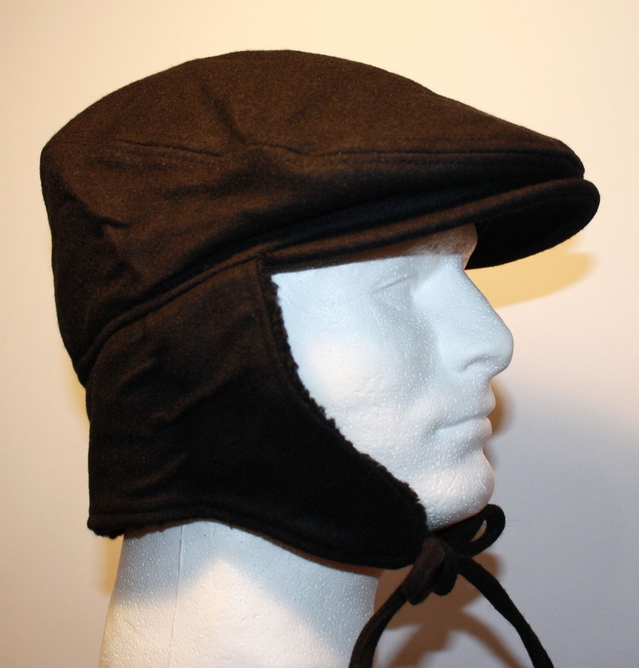 MEN WINTER WOOL FLAT IVY GOLF HAT CAP WITH EAR FLAP WARMER ...