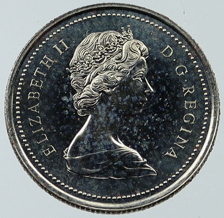 1973 CANADA UK Queen Elizabeth II RCMP Police HORSE 25 Cents Coin ...