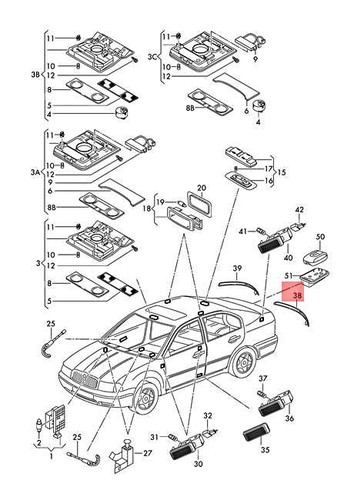 Genuine SKODA octavia 5E3 5E5 NL3 NR3 rear light reflector bumper ...