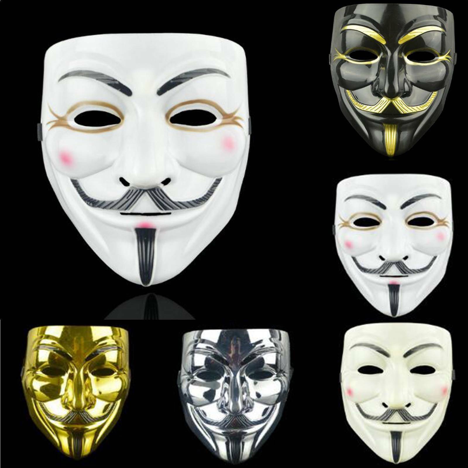 Anonymous Hacker V-Vendetta Games Master Face Mask Halloween Facial ...
