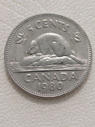 1980 Canada 5 cent Nickel Beaver Canadian Coin Queen Elizabeth II T69 ...