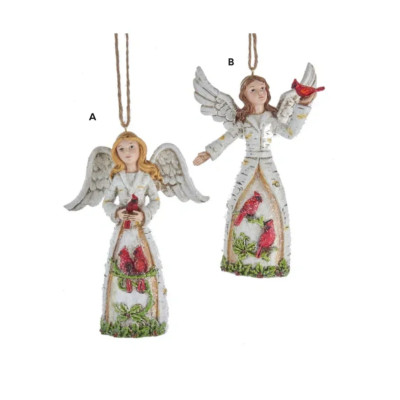 Birch Angel With Cardinals Ornament | eBay