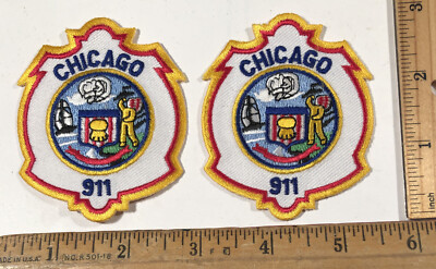 Vintage Lot of 2 Chicago Illinois 911 Patch Police Fire Dispatch ...