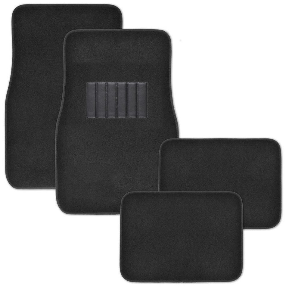 Black & Black Seat Covers Set Split Bench Solid Black Vinyl Trim Floor ...