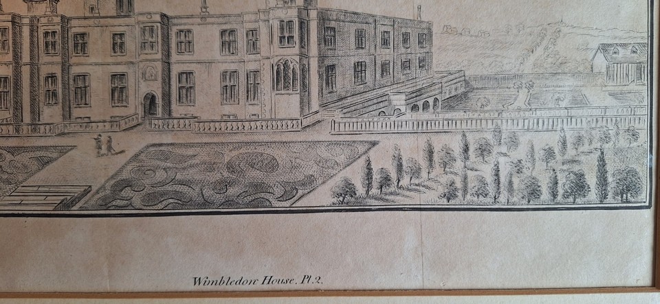 Two nineteenth century prints of Wimbledon House, good condition, 330 X ...