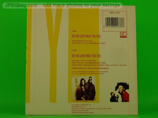 INNER CITY DO YOU LOVE WHAT YOU FEEL (PICTURE SLEEVE) (137) 7" 1O ...