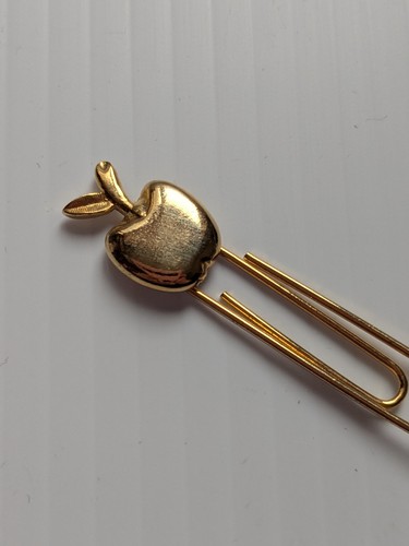 Golden Apple Paper Clip Gold Tone Teacher Appreciation Gift VGC | eBay