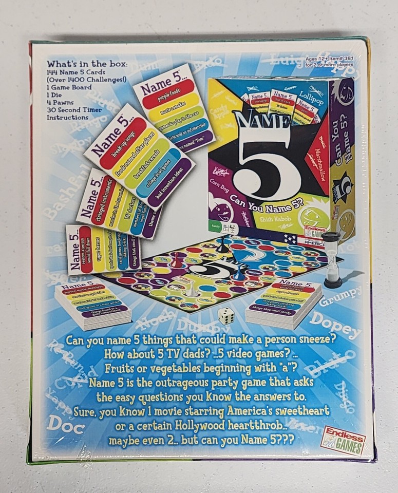 Name 5 Game - Can You Name 5? Great Group Party Game COMPLETE - Brand ...