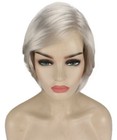 Mary - Wavy Kanekalon Synthetic Fiber Full Wig, 4.5 - 8.5", Silver Grey ...