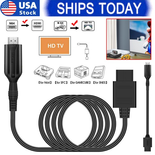 For N64 To HDMI HD Cable Adapter Converter For Nintendo Gamecube Super ...