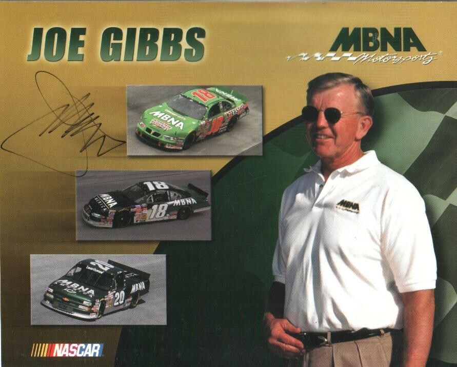 Joe Gibbs Autographed 8x10 Photo/card Redskins Football Hall of Fame ...