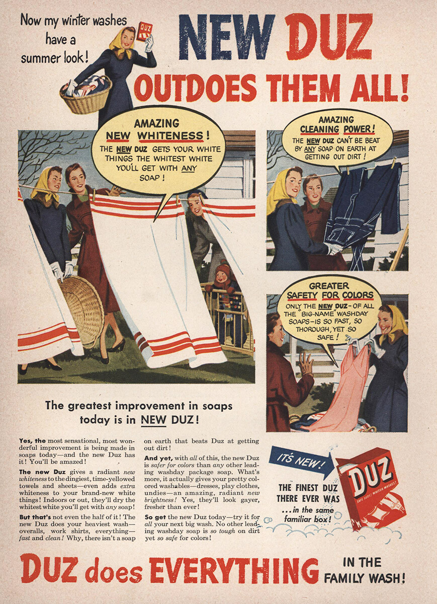 1949 Duz Detergent: Winter Washes Summer Look Vintage Print Ad | eBay