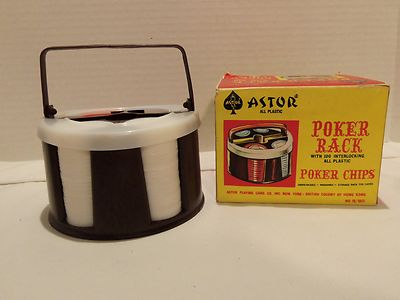 ASTOR POKER RACK 100 CHIPS IN BOX 50's-BRITISH COLONY HONG KONG-VERY ...