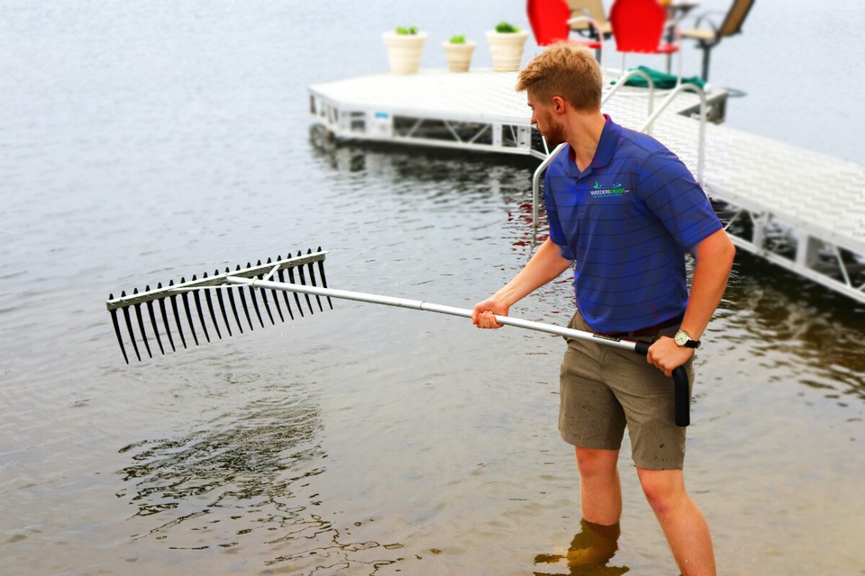 Extra Large Lake Rake - Pond & Lake Weed Removal Tool - Long Handle ...