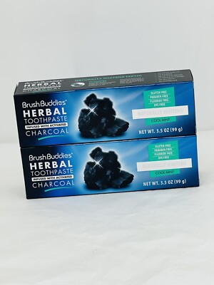 Brush Buddies Herbal Toothpaste Activated Charcoal Cool Mint 2 pack Exp ...