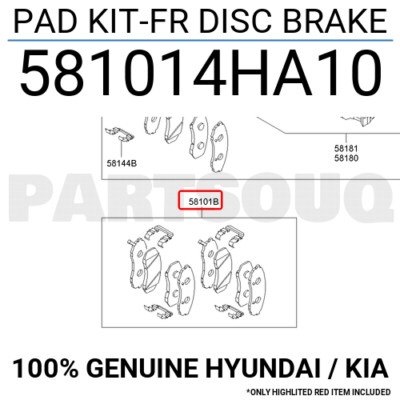 581014HA10 Genuine Hyundai / KIA PAD KIT-FR DISC BRAKE | eBay