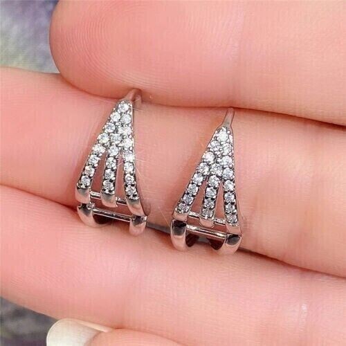 1Ct Lab Created Diamond Round Hoop Snap Closure Earrings 14K White Gold ...