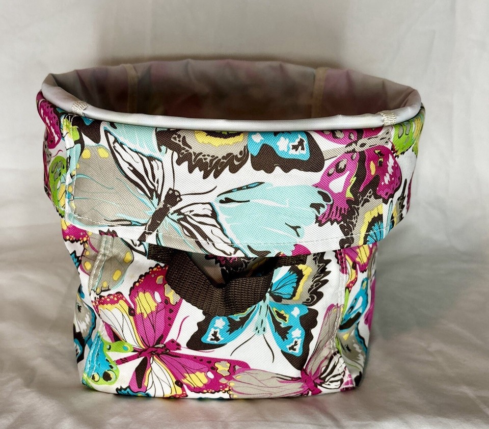 Thirty-One Brand Butterfly Pattern Round Bin, 8x11x11”, Tote Storage ...