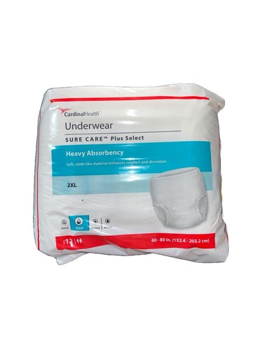 Cardinal Health Underwear 2XL 60-80" 2 packs 12 Ct Heavy Absorb Sure ...