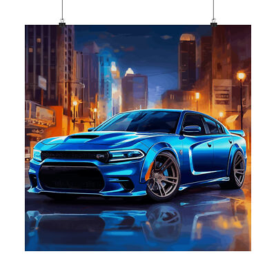 Dodge Charger SRT Hellcat Scat Pack American Muscle Car Man Cave Poster ...