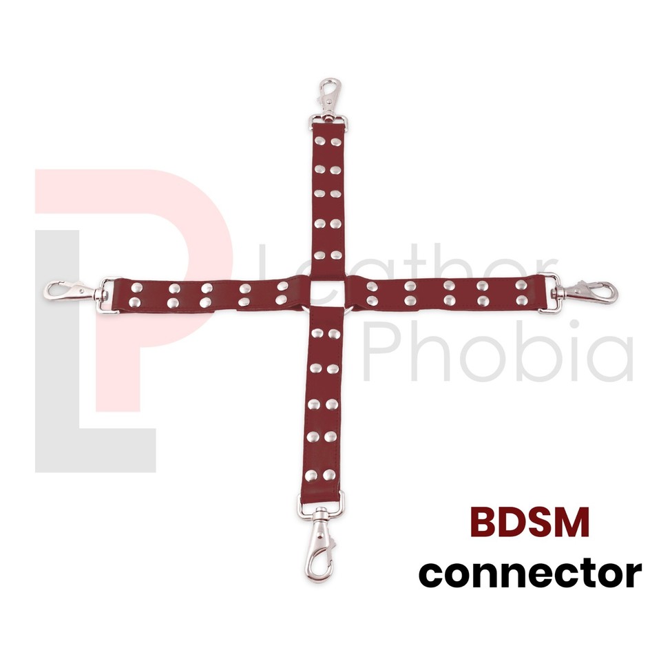 Real Cow Leather Hog Tie 17" four way Pin Connector for BDSM Cuffs ...